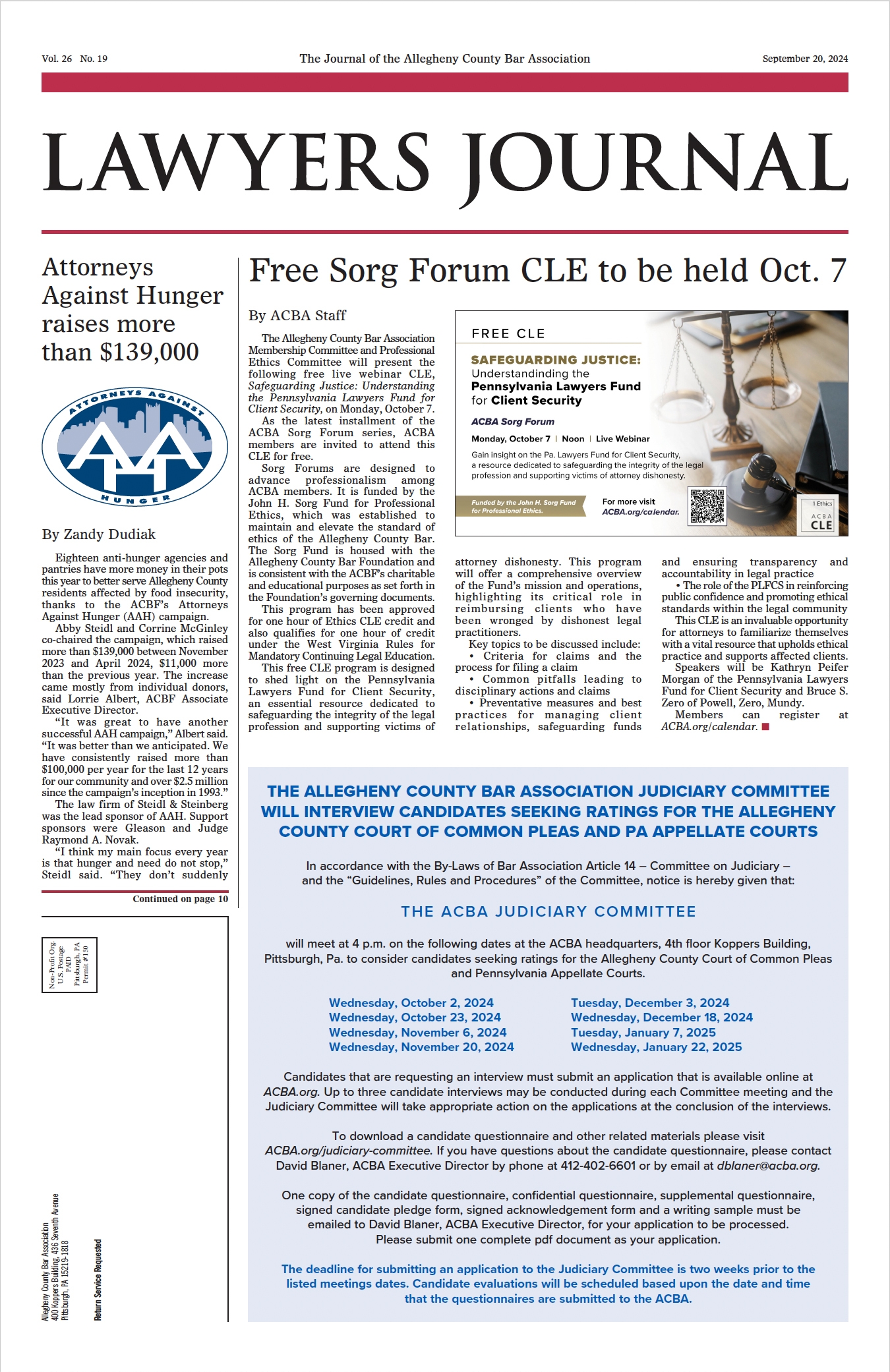 Sept. 20 Edition of the Lawyers Journal